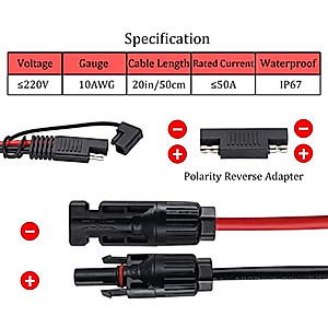 HCFeng10AWG SAE to M-C-4 Adapter Cable with SAE Polarity Reverse Adapter Conector,Solar Panel to SAE Adapter Cable SAE PV Extension Cable to Solar Panels for RV Panel Solar (55CM/1.8FT)