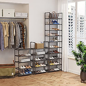 Z&L HOUSE 10 Tier Shoe Rack Tall, Sturdy Free Standing Narrow Shoe Stand, Store 20-24 Pairs of Shoes, Stackable Shoe Organizer Storage Shelf for Entryway to Increase The Use of Space