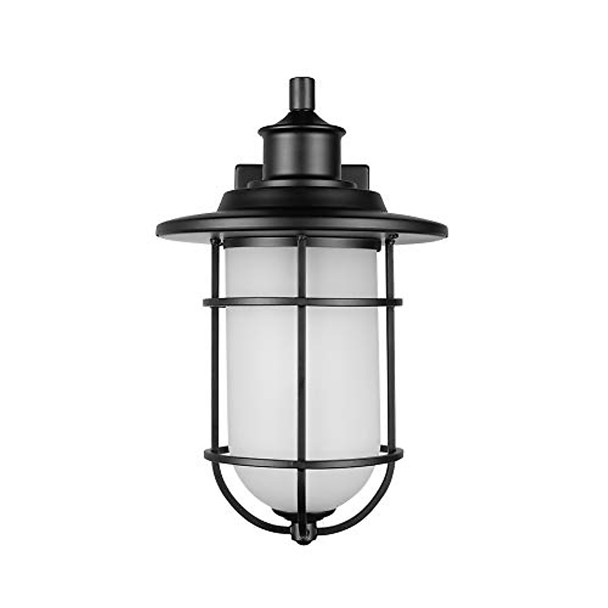 Globe Electric44625 1-Light Outdoor Indoor Wall Sconce, Matte Black, Frosted Glass Shade