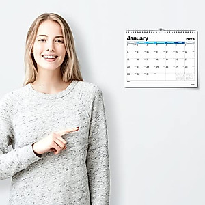 Dunwell Wall Calendar 2023 - (8.5x11, Blue Shades) Office Calendar 2023, Spiral Bound Hanging Calendar for Wall or Desk, Monthly Calendar 8.5 x 11