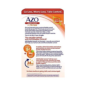 AZO Bladder Control with Go-Less Daily Supplement | Helps Reduce Occasional Urgency* | Helps reduce occasional leakage due to laughing, sneezing and exercise††† | 72 Capsules