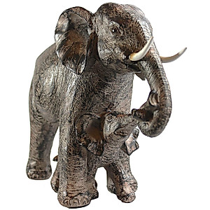 Seraphic Large Elephant Decor Gifts for Women, African Elephants Mother with Walking Baby Statue