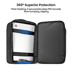 tomtoc Travel Backpack for PS5 Console, Accessories, Protective Carrying Case Storage Bag Compatible with Sony PlayStation 5 Console, Headset, 2 Game Discs, PS5 Controller, Charging Station