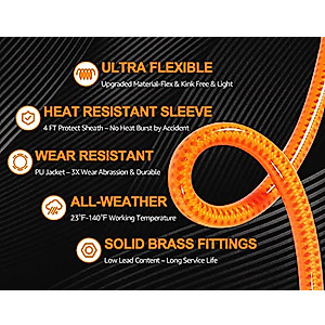 YAMATIC Durable Flexible Pressure Washer Hose, 1/4" X 50 FT, Kink Resistant Power Washer Hose, Fit Most Brand Pressure Washer Replacement Hose, 3200 PSI, Orange