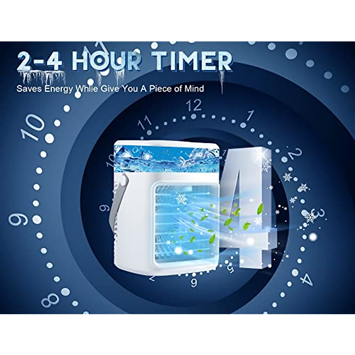 Chill2.0 Mini Air Conditioner with 700ML, Portable Air Conditioner, Evaporative Air Cooler, 3 Speeds Personal Space Cooler Humidifier, Small Portable AC Desk Spray Fan for Home Office Room