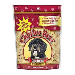 Charlee Bear Original Crunch Beef Liver Dog Treat, 16 oz bag – Made in USA, Natural Training Treats