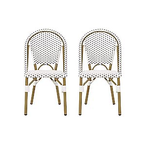 Christopher Knight Home Philomena Outdoor French Bistro Chair (Set of 2), Gray + White + Bamboo Print Finish
