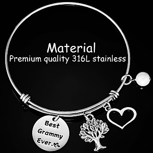 Kivosliviz Grandma Bracelet Grandmother Bracelet for WomenBest Grammy Ever Bangle Charm Bracelets from Granddaughter Nana Grammy