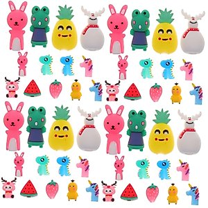 VILLCASE 120 Pcs Pencil Cap Pen Case Pencil Ornaments Pencil Erasers Toppers Adorable Pencil Protectors Small Pencil Caps Toys for Kids Pencil Tip Caps Silicone Pen Fruit Office