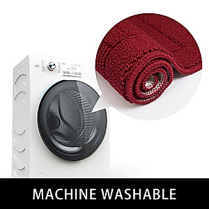 BEQHAUSE 30x18 Inch Kitchen Rug Mat, Durable Anti-Slip Absorbent Dirt-Resistant Kitchen Rug Pet Mat Machine Washable (Red)