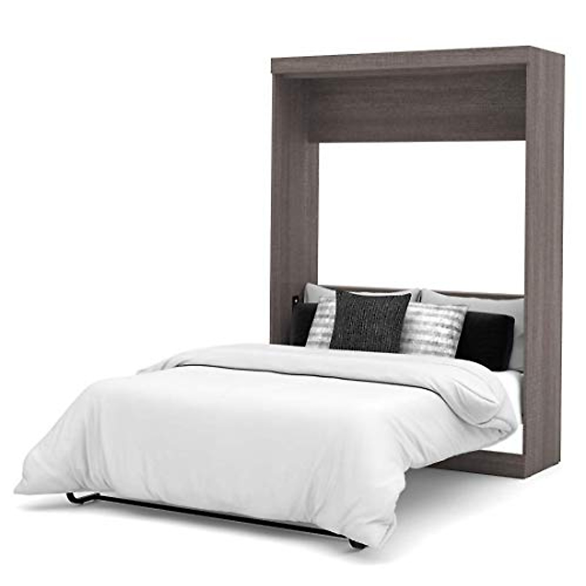 Bestar Nebula 59W Full Murphy Bed in bark Grey & White