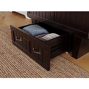 AFI, Nantucket Twin Murphy Bed Chest with Mattress, Storage Drawer and Built-In USB Charger, Espresso