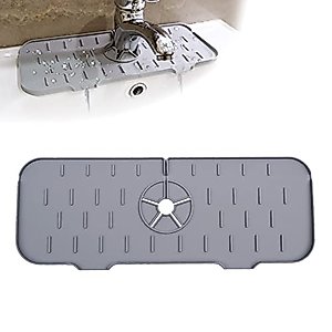 RBINITION Kitchen Sink Splash Guard, Silicone Faucet Drip Catcher,Faucet Absorbent Mat, Sink Draining Pad Behind Faucet, Sink Protector for Kitchen Sink Countertop, Bathroom