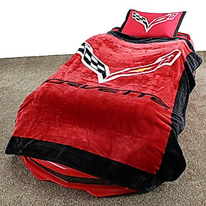 College Covers CORTH Soft Raschel Corvette Plush Throw Blanket, 63" x 86", Red
