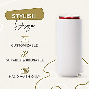 Blank Slim Can Cooler Sleeves, Foldable Slim Can Insulator Made of Neoprene, Slim Beverage Cooler for Beer & Soda, Skinny Sublimation Can Cooler 12oz , Set of 12, White - Your Dream Party Shop