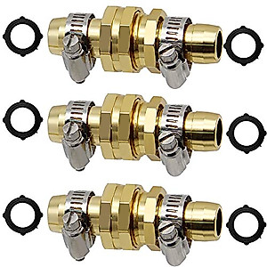 Triumpeek Garden Hose Repair Connector with Clamps, Set of 3 Aluminum Water Hose End Replacement Fit for 3/4" and 5/8" Garden Hose Fittings