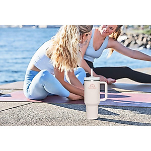 JavaSun 40 oz Tumbler with Handle and Straw Lid, Quencher H2.0 Flow, Stainless Steel Insulated Tumbler Water Bottles, Travel Mug for Hot and Cold for Water, Iced Tea or Coffee (Rose Quartz)