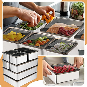 Willinglong 8 Pack Deli Meat Cheese Container for Fridge Increase Capacity Bacon Stainless Steel Containers with Lids Refrigerator Storage Dishwasher Safe