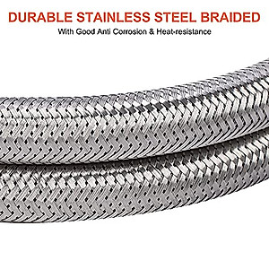 CAMPLUX 5 FT Propane Hose Adapter with Tank Gauge, Stainless Braided Propane Hose 1 lb to 20 lb, Perfect for Gas Grill, Camping Stove and Portable Heater