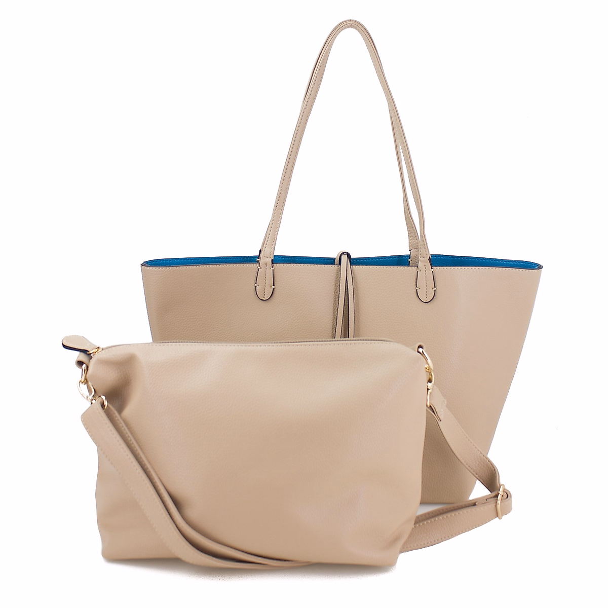 Canal Collection Reversible 2 in 1 Fashion Tote Handbag with Pouch (Grey)