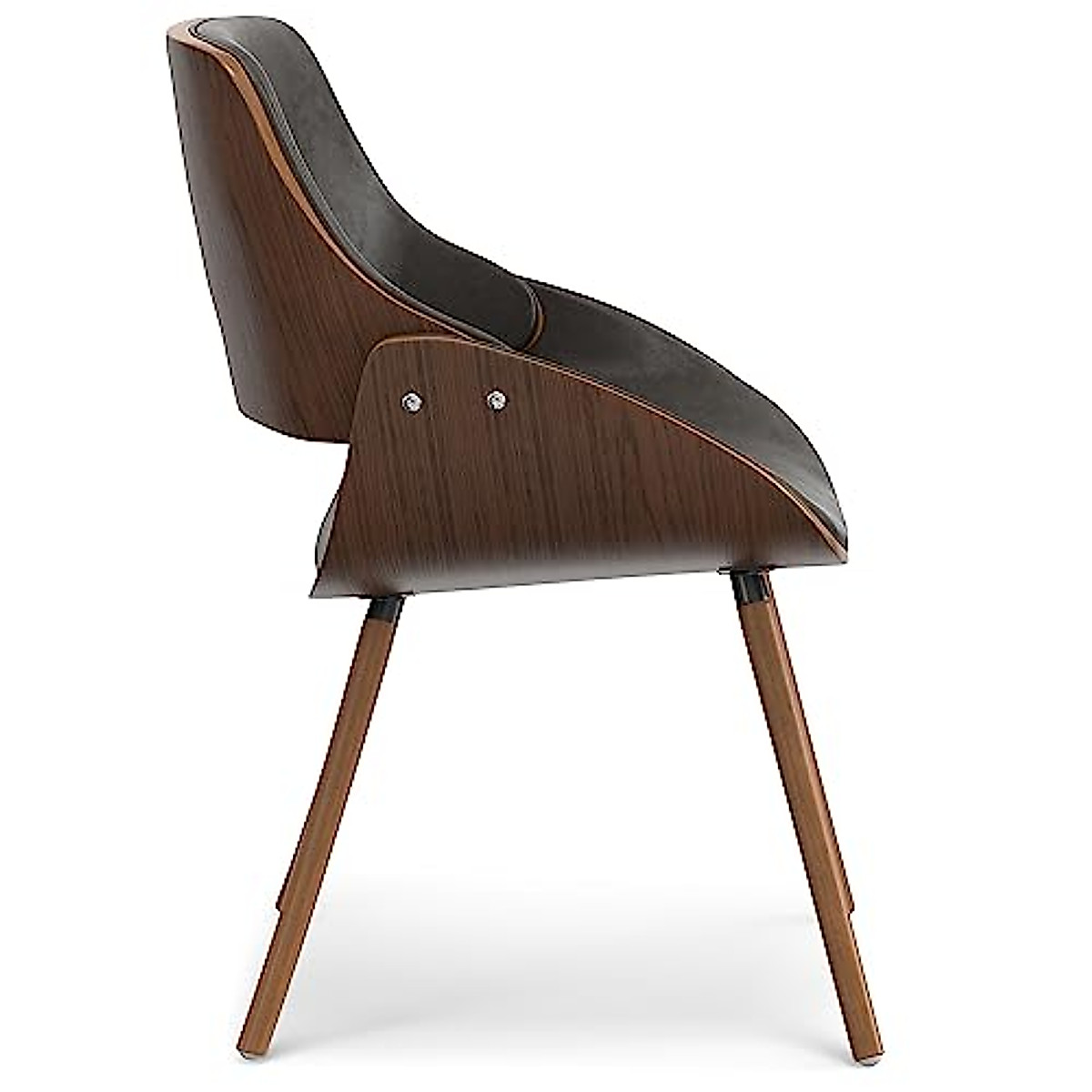 SIMPLIHOME Malden Dining Chair in Distressed Brown Vegan Leather, 22.8" W x 20.9" D x 30.9" H, Mid-Century Modern Wood Back Chair for Dining Room