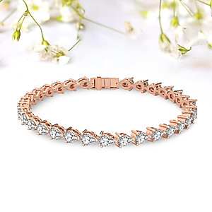 FRIENDLY DIAMONDS 3 Carat IGI Certified Lab Grown Diamond Bracelet Line 7" | 14K in Rose Gold | Serene Pear Lab Diamond Tennis Bracelet | Three Prong Settings | FG-VS1-VS2 Quality