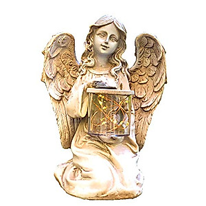 Solar Powered Fairy Angel with Wings and Solar Glowing Jar LED Garden Light Decor