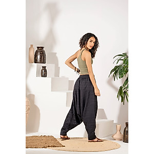 Elephant Cotton Pants for Women Gypsy Clothes for Women Pajama Harem Pants Women Bloom Pants, Black - Sacred Spirits, One Size
