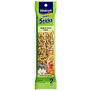 Vitakraft Crunch Sticks Apple & Carrot Flavor Dwarf Hamster Treat (2 Sticks), 1.5 oz (31686)