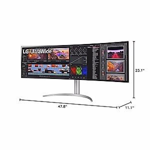 LG 49WQ95C-W 49 Inch 32:9 Curved UltraWide DQHD (5120 x 1440) Nano IPS Monitor, NVIDIA G-SYNC Compatible & AMD FreeSync Premium Pro, HDMI 2.1 & USB Type-C (90W PD), Tilt/Height/Swivel Adjustable