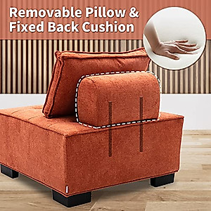 HOMEFUN Modular Sofa Sectional Sofa Couch: Square Floor Sofa Comfy Reading Chair Single Lazy Sofa Sleeper with Removable Pillow for Living Room, Bedroom, 1PCS, Orange