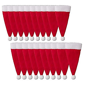 SUNTRADE Christmas Santa Hats Silverware Holders,Tableware Knife Fork Spoon Storage Bag,for Christmas Dinner Table,Set of 20