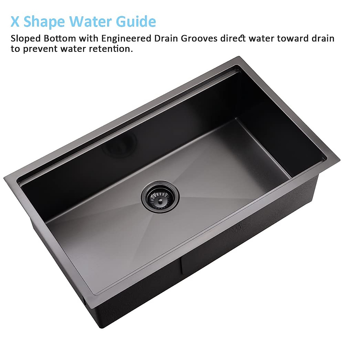 33 Inch Black Undermount Kitchen Sink Workstation-Bokaiya 33x19 Kitchen Sink Undermount 16 Gauge Deep Stainless Steel Single Bowl Undermount Workstation Sink with Cutting Board