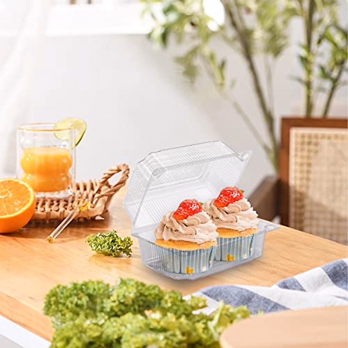 100 Pcs Clear Hoagie Container, 7.3 x 4.9 x 3.8 inch Plastic Hinged Food Container, Disposable Clamshell Take Out Food Containers for Salads, Hamburger, Fruit, Cake, Cookie, Sandwiches