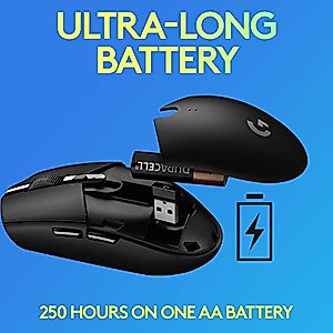 Logitech G305 LIGHTSPEED Wireless Gaming Mouse, Hero 12K Sensor, 12,000 DPI, Lightweight, 6 Programmable Buttons, 250h Battery Life, On-Board Memory, PC/Mac - Blue