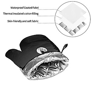 Wolf Night Moon Oven Mitts and Pot Holders Sets,Multi-Function Kitchen Pot Holders with Pocket (4 Pcs)