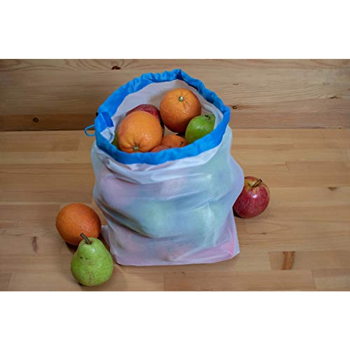 Premium Reusable Mesh Produce Bags With Drawstring - Mesh Produce Bags With Tare Weight - Set of 9 Reusable Grocery Bags - Washable Produce Bags for Fruit and Veg - BPA Free Mesh Bags for Vegetables