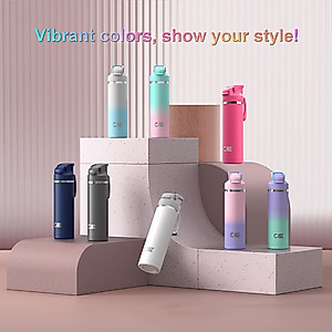 OISIZ Insulated Water Bottle 24 oz with 2-in-1 Straw and Swig Lid, Leakproof and BPA Free, Keep Cold 24H, Vacuum Stainless Steel Kids Water Bottle for School, Travel and Sports, All Dishwasher Safe