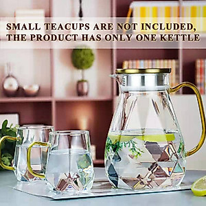 Jitejoe Glass Pitcher 61oz Large Carafe with Lid Easy Clean Heat Resistant Borosilicate Boiling Glassware Water Jug for Juice,Milk,Coffee,Ice Iced Tea,Lemonade,Cold or Hot Beverages (61oz Carafe)