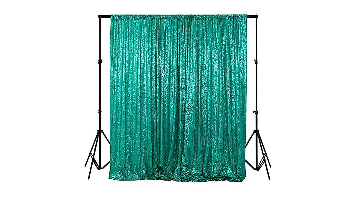 Green Sequin Backdrop Curtain for Weddings & Events