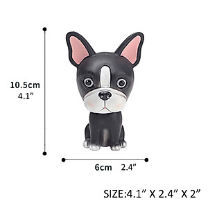 KEYUM Bobbleheads Dog Bulldog, Cute Car Dashboard Bobble Head Boston Terrier Decoration, Animal Resin Ornament Puppy Shaking Head Toys for Car Vehicle Automobile Decor