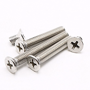 M1.4 Phillips Flat/Countersunk Head Machine Screws,A2 Stainless Steel,Thread Length 3 to 12mm,Pack 100-piece (M1.4 x 4mm)