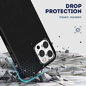 kingflag Vegan Leather Magnetic Case for iPhone 15 Pro Max Wireless Charging, Compatible with MagSafe, Metal Buttons, Shockproof Protective Phone Case Cover for Women Men 6.7" (Matte Black)