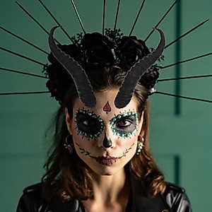 Beaupretty Goth Accessories Sheep Costume Horns Artificial Horns Halloween Sheep Antlers DIY Horns Plastic Cosplay Party Supplies for Women Men Black Halloween Headband Womens Headbands