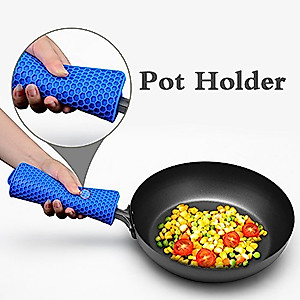 CAKETIME Silicone Trivet Mats - Hot Pads Spoon Rest, Multipurpose Trivet for Hot Dishers Heat Resistant Food Grade Silicone Set of 4