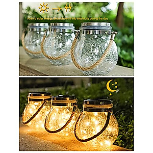 Solar Lantern, LED Hanging Outdoor Lanterns Waterproof, Round Cracked Style Light for Garden Yard, Patio, Lawn Decoration
