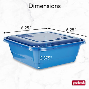 GoodCook Meal Prep 3 Cup Square, 20-Piece, Blue, Made without BPA
