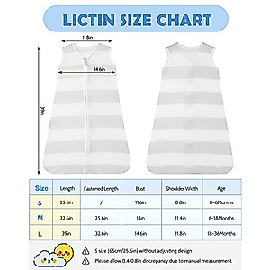 Lictin Baby Sleep Sacks-3 Packs Cotton Baby Wearable Blanket 0.5 TOG,Unisex Sleepsack with Adjustable Length 18-36 Months, Baby Sleeping Bag with 2-Way Safe Zipper for Infant Toddler Boy or Girl