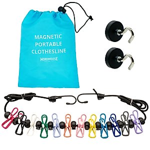 Magnetic Clothesline for Cruise Ship Cabin Approved - Strong Rubber Coated Non-Scratch Magnets, Travel Clothesline for Cruise Ship