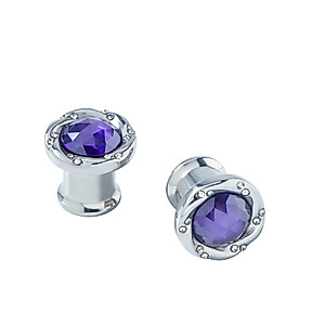 KUNIU 2PCS CZ GemsTrumpet Ear Tunnels Plugs Gauges Floral Screws Stretcher Expander Piercing Jewelry6g-0g (0g(8mm))